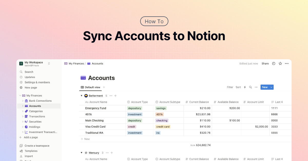 How to Sync Bank Accounts to Notion | Finta