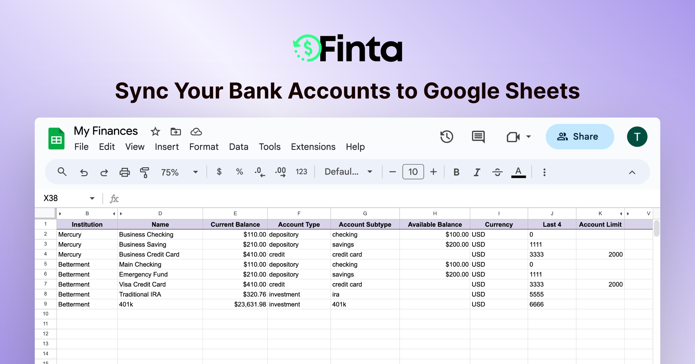 Level Up Your Google Sheets Game: Sync Account Balances to Google Sheets using Finta | Finta